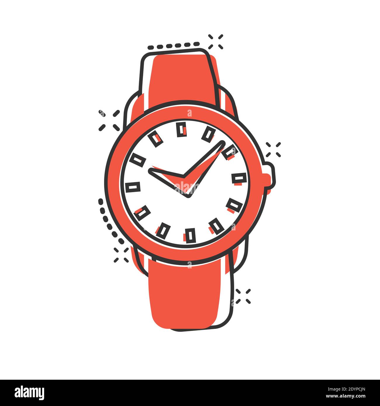 Wrist watch icon in comic style. Hand clock cartoon vector illustration ...
