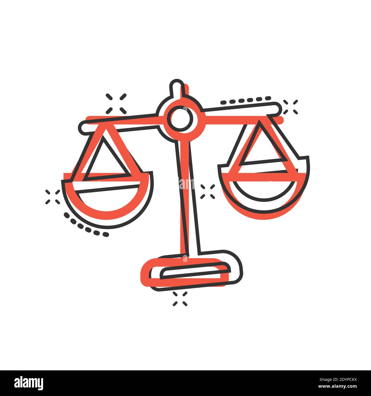 Scale balance icon in comic style. Justice cartoon vector illustration ...