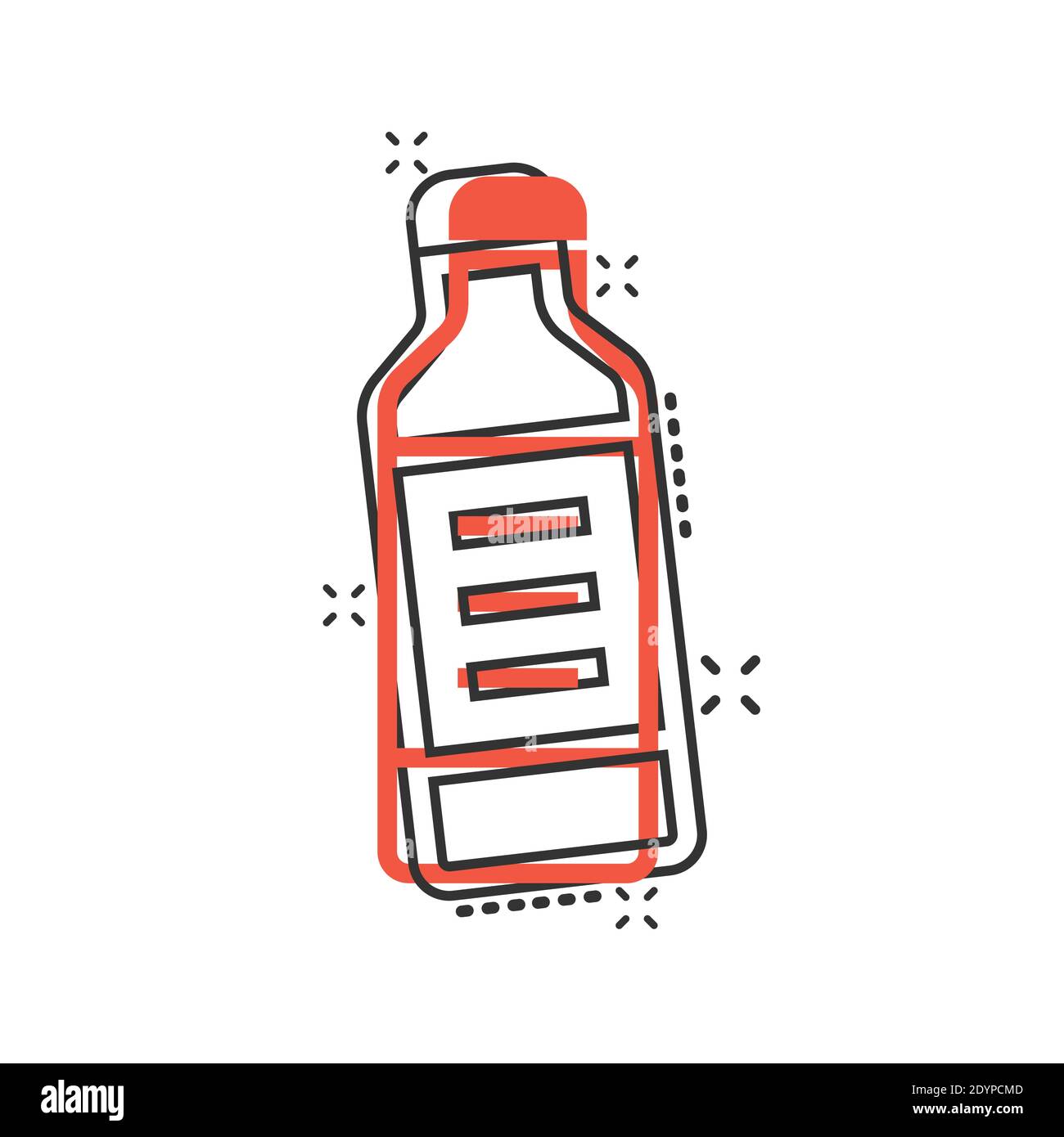 Bottle milk icon in comic style. Flask cartoon vector illustration on ...