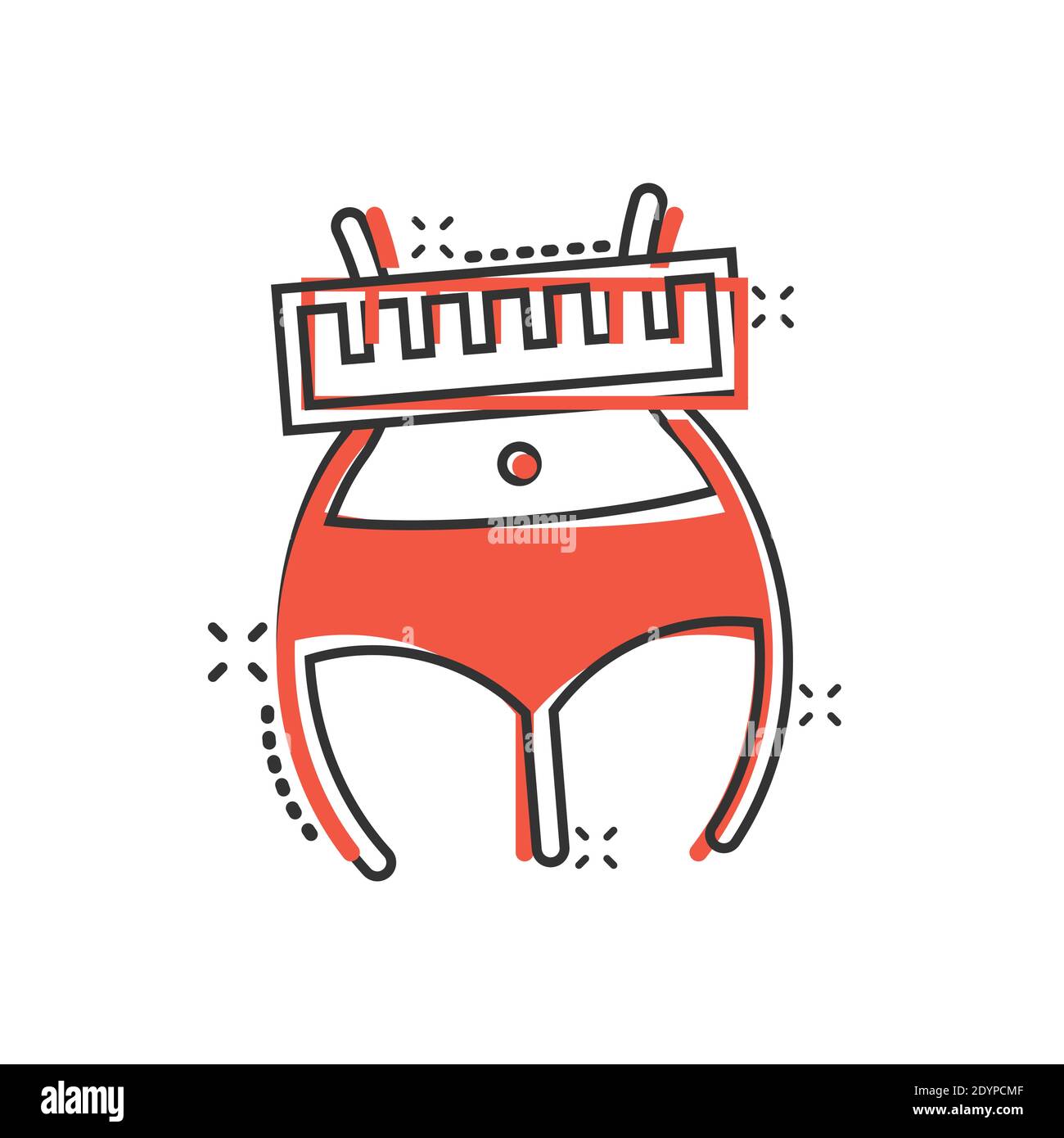 Weight loss icon in comic style. Belly cartoon vector illustration on ...