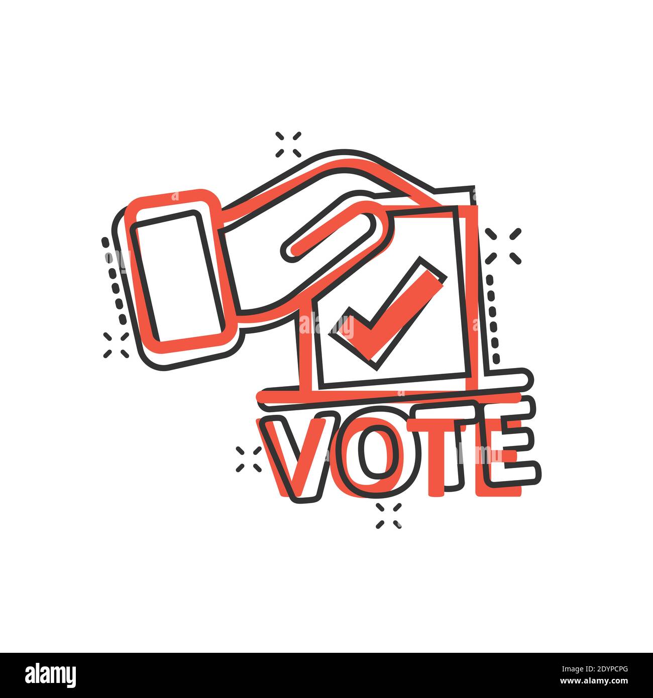 Vote icon in comic style. Ballot box cartoon vector illustration on ...