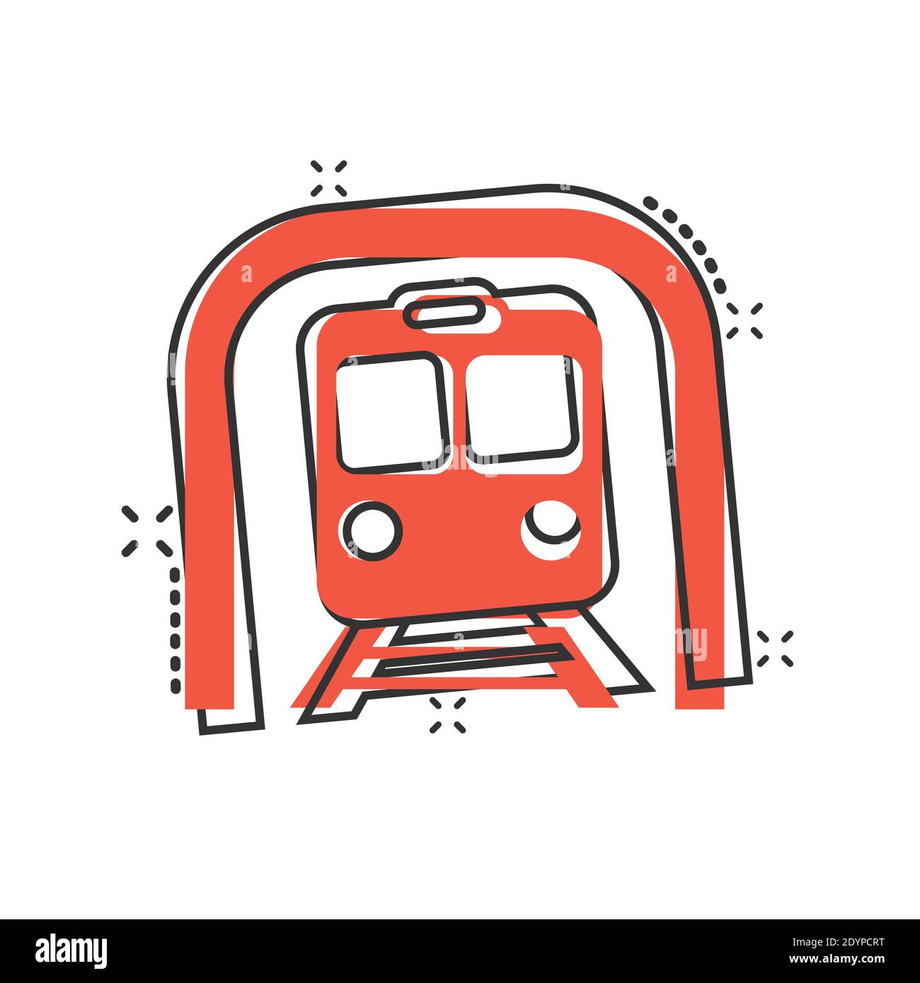 Metro icon in comic style. Train subway cartoon vector illustration on ...