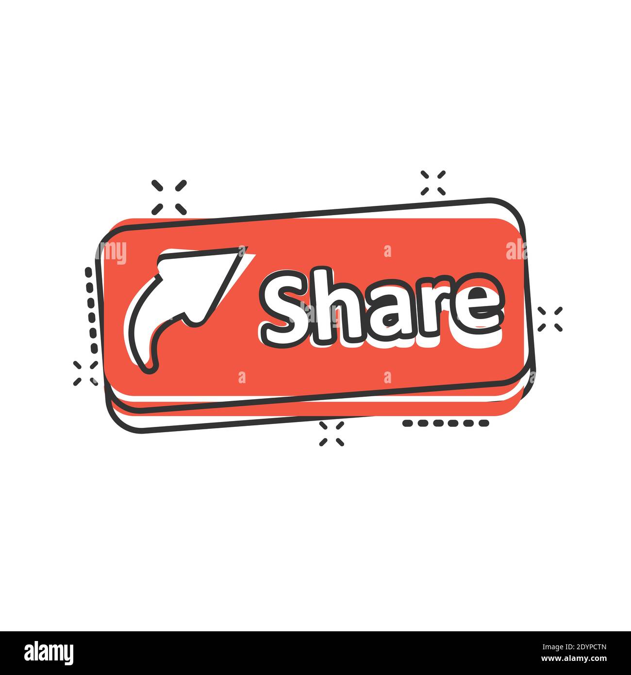 Share button icon in comic style. Arrow cartoon sign vector ...