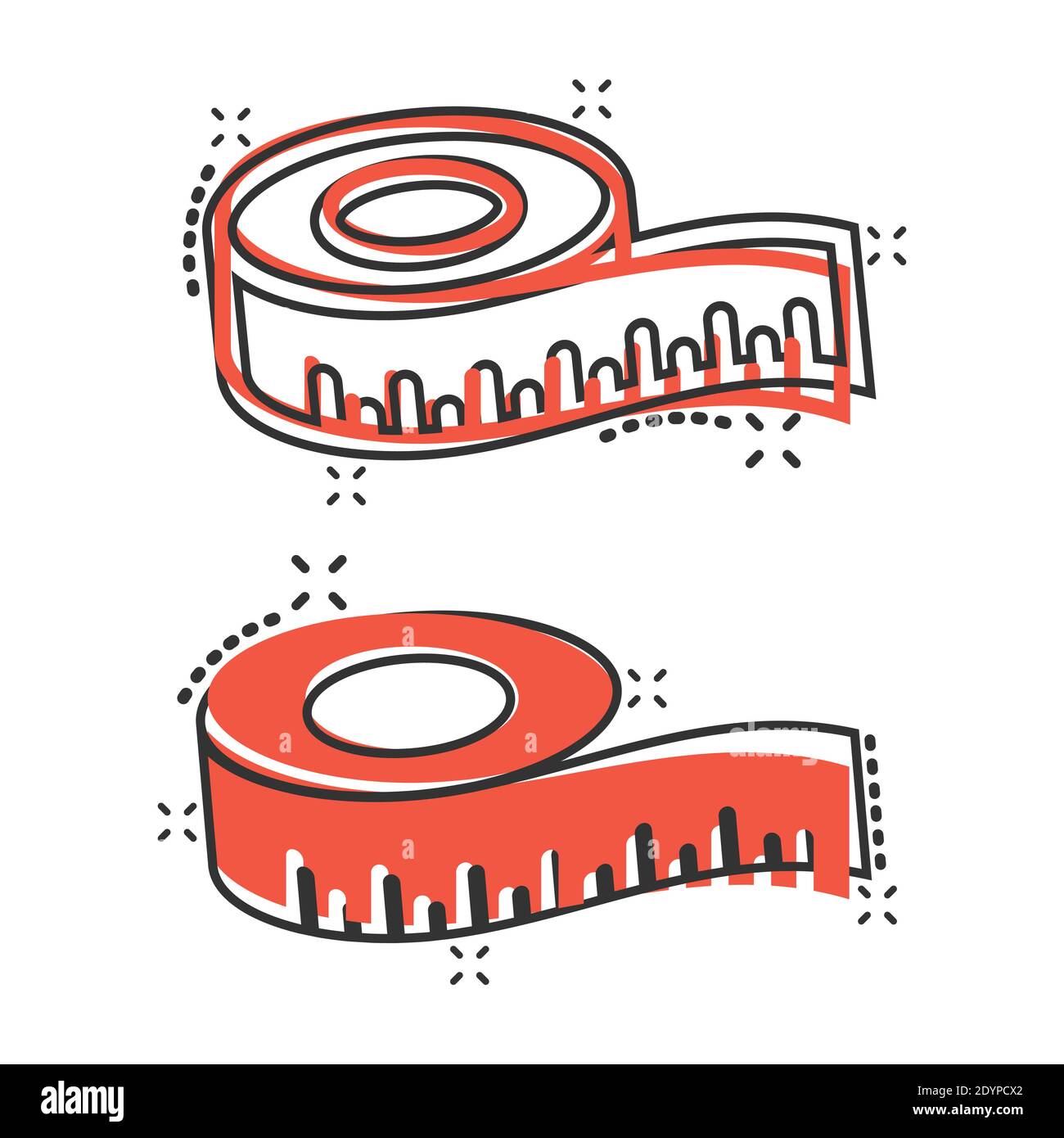 Measure tape icon in comic style. Ruler cartoon sign vector ...