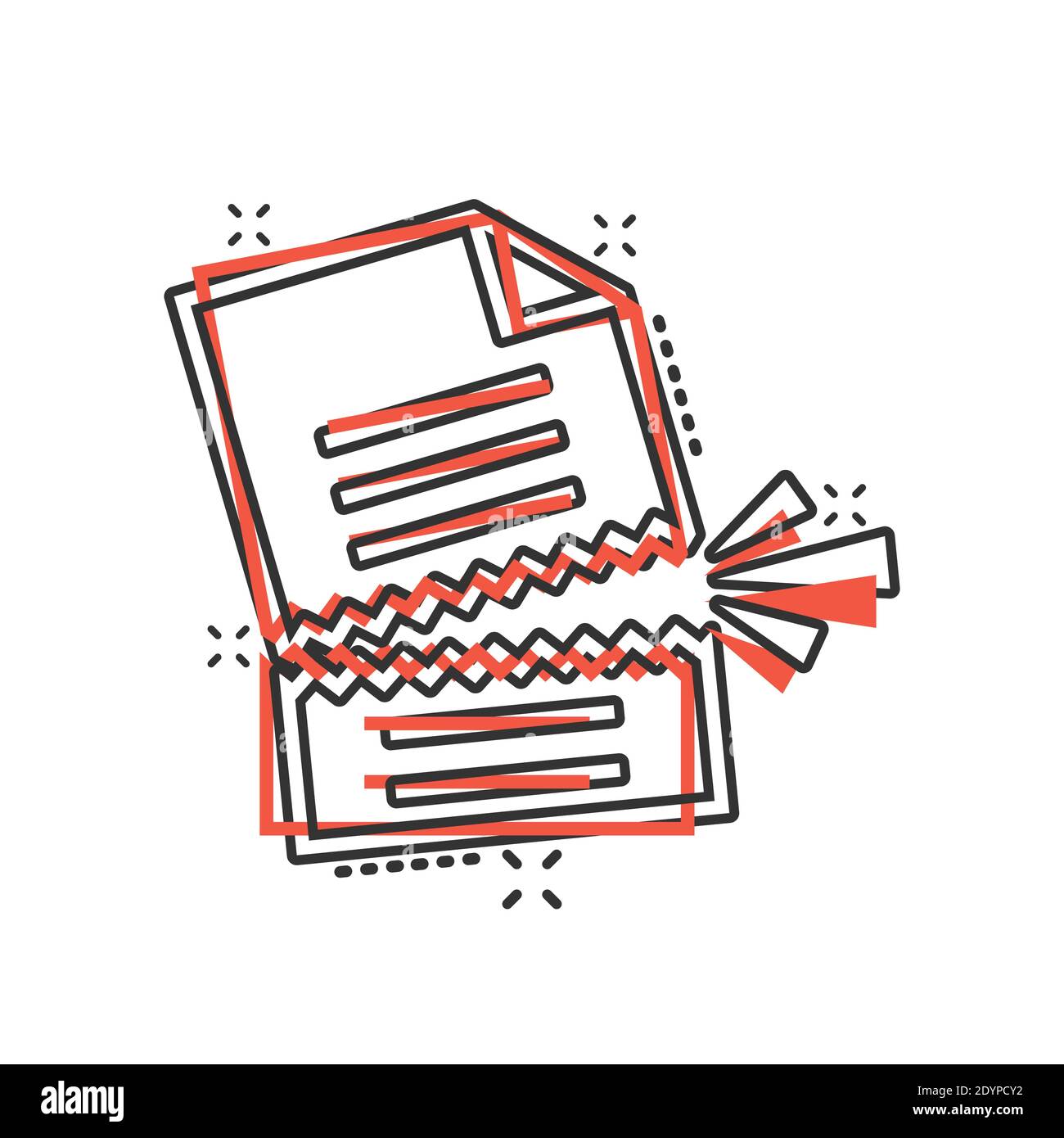 Document error icon in comic style. Broken report cartoon vector ...