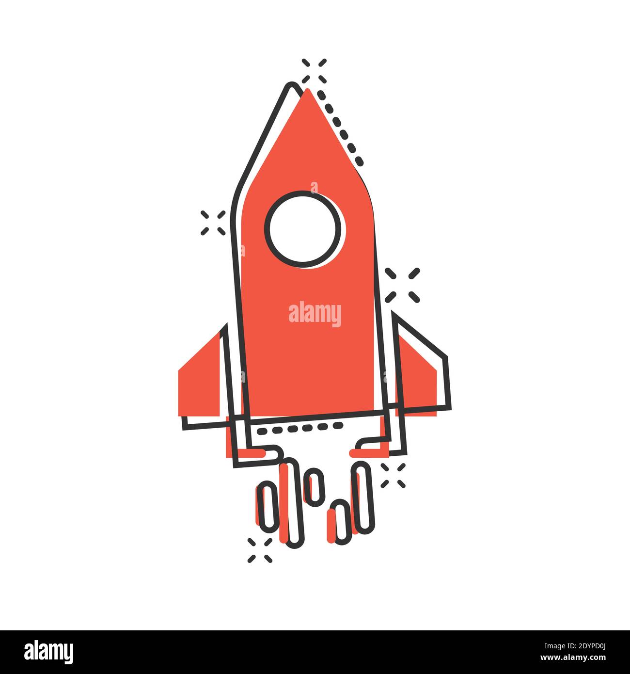 Rocket icon in comic style. Spaceship launch cartoon vector ...