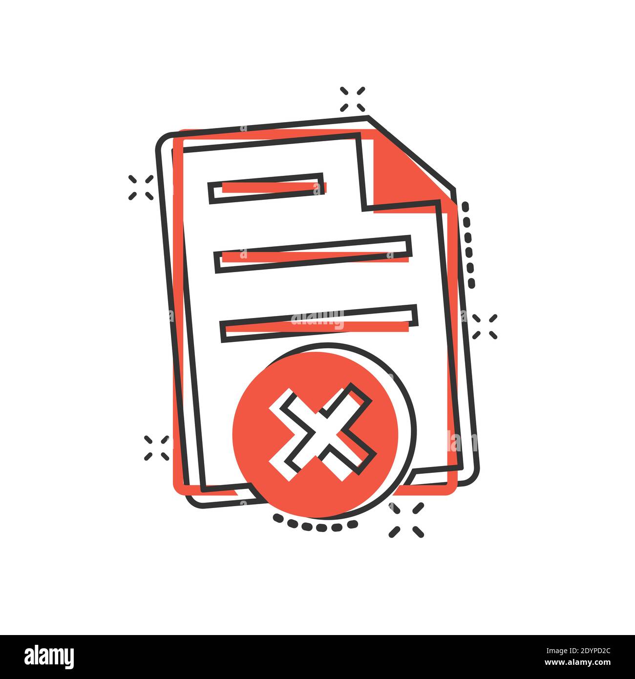 Document error icon in comic style. Broken report cartoon vector ...
