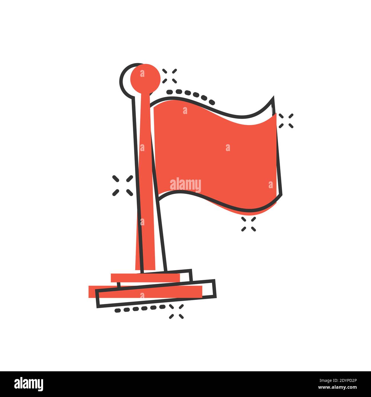 Flag icon in comic style. Pin cartoon vector illustration on white ...