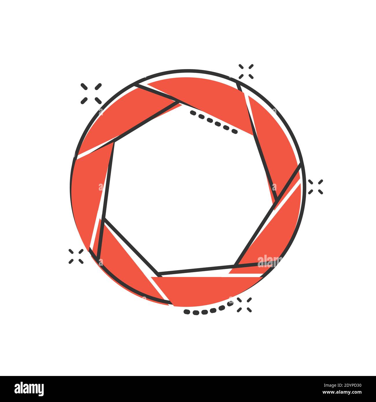 Camera diaphragm icon in comic style. Lens cartoon sign vector ...