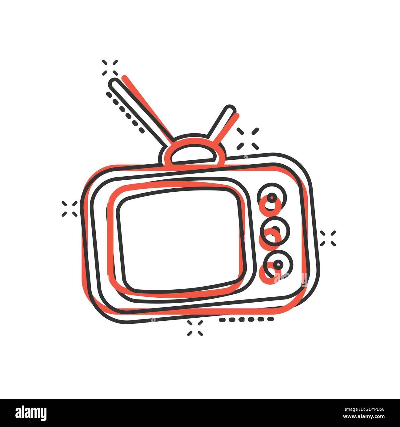 Tv icon in comic style. Television cartoon sign vector illustration on ...