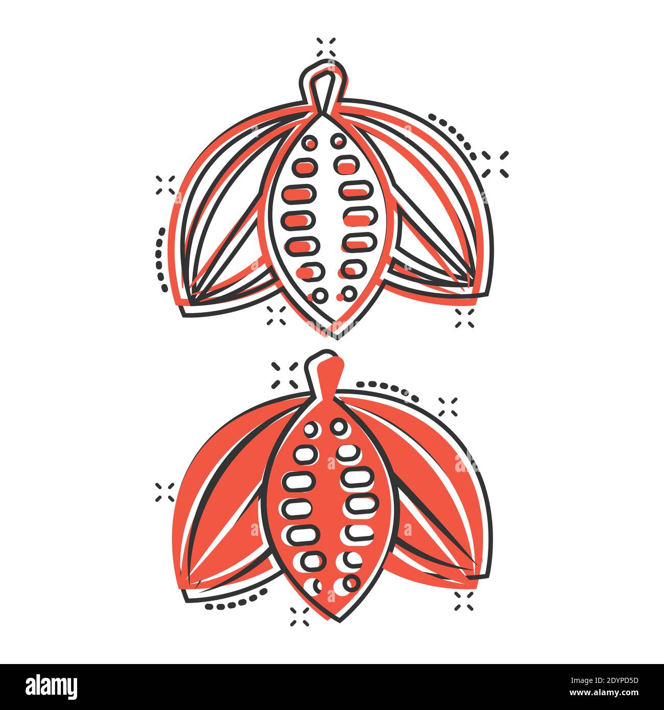 Cocoa bean icon in comic style. Chocolate cream cartoon vector ...