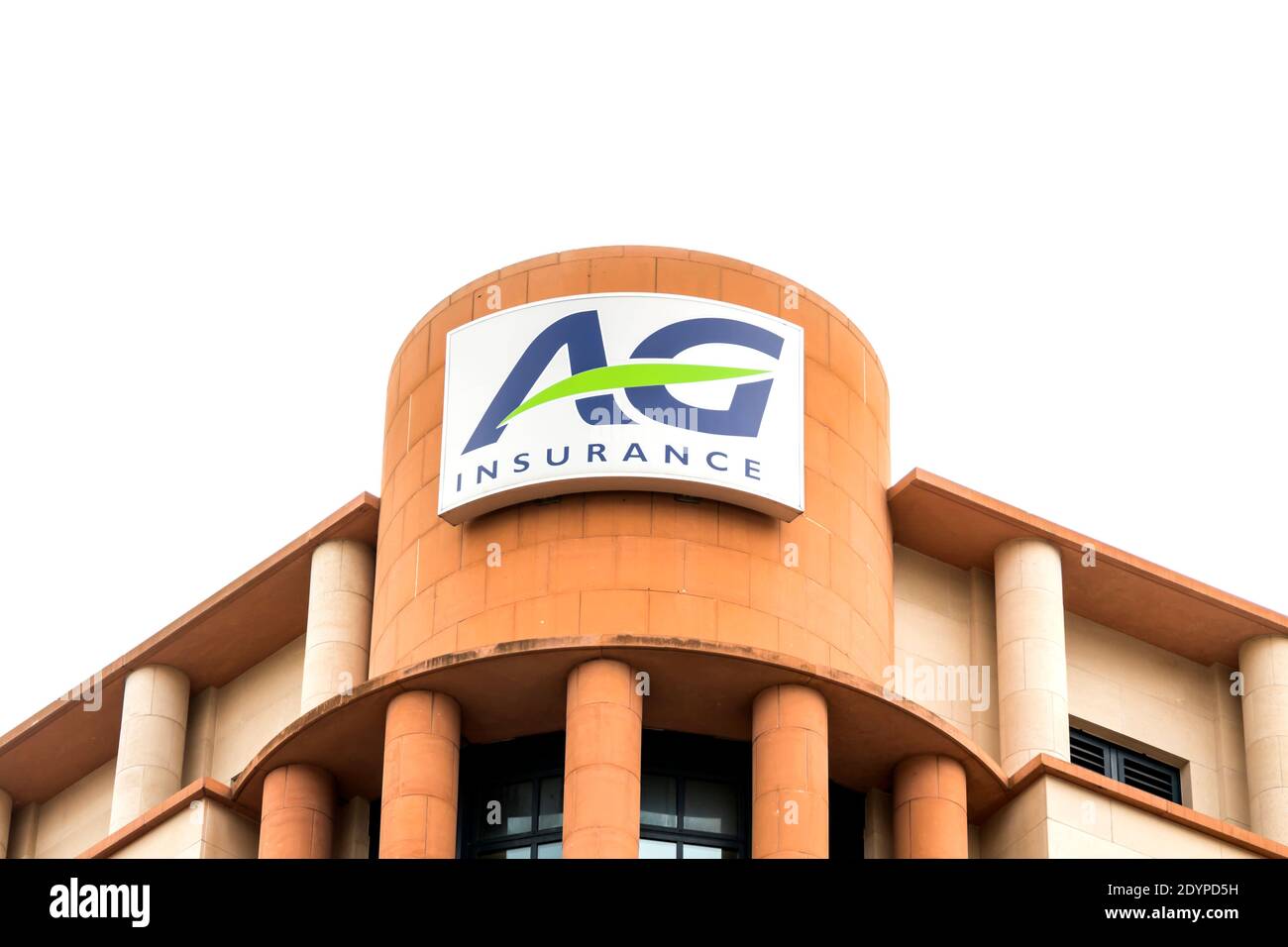 Brussels, BELGIUM - July 7, 2019: office building of AG Insurance ...