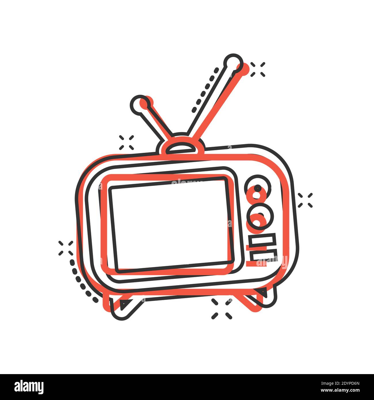 Tv icon in comic style. Television cartoon sign vector illustration on ...