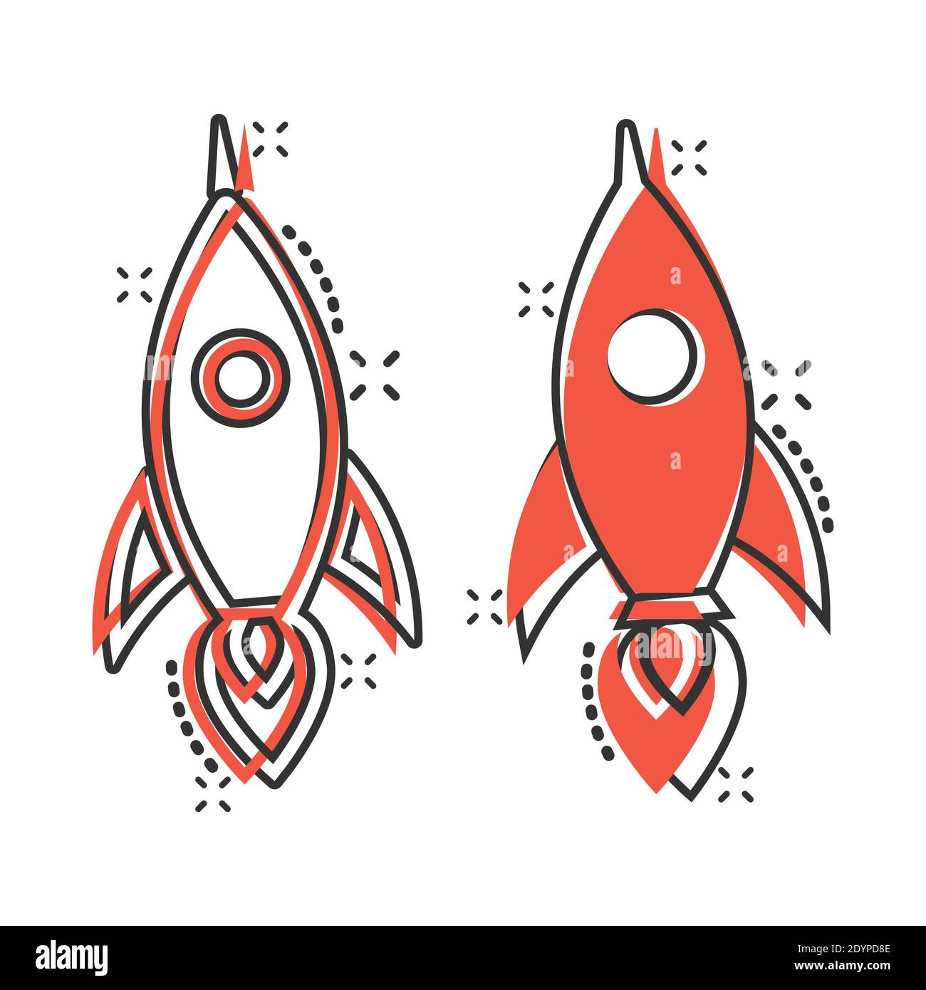Rocket icon in comic style. Spaceship launch cartoon vector ...