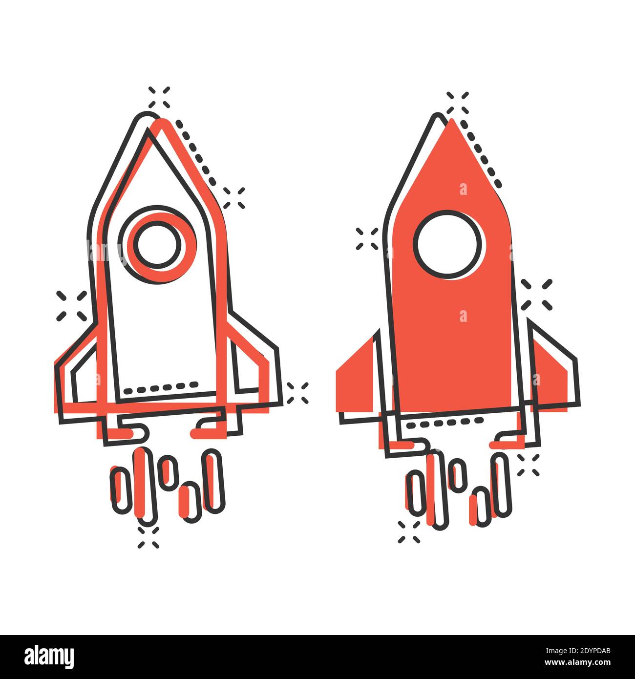 Rocket icon in comic style. Spaceship launch cartoon vector ...