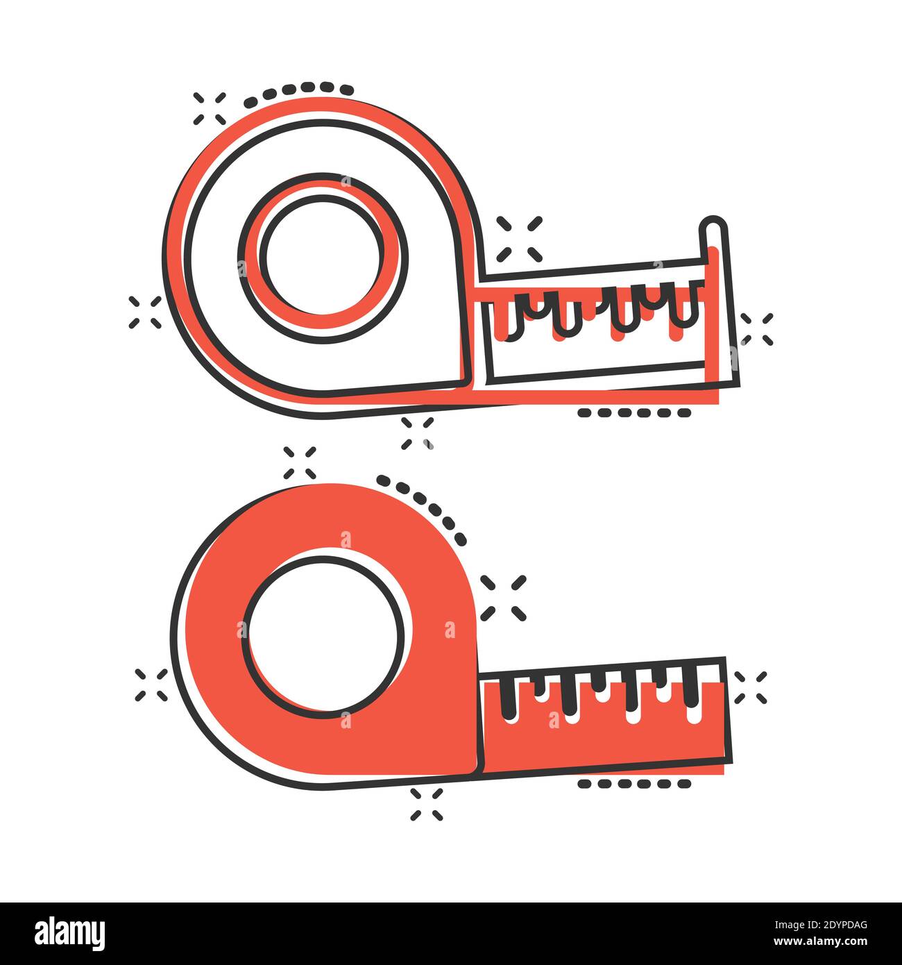 Measure tape icon in comic style. Ruler cartoon sign vector ...