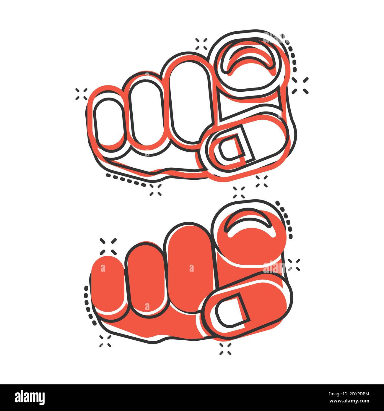Finger point icon in comic style. Hand gesture cartoon vector ...
