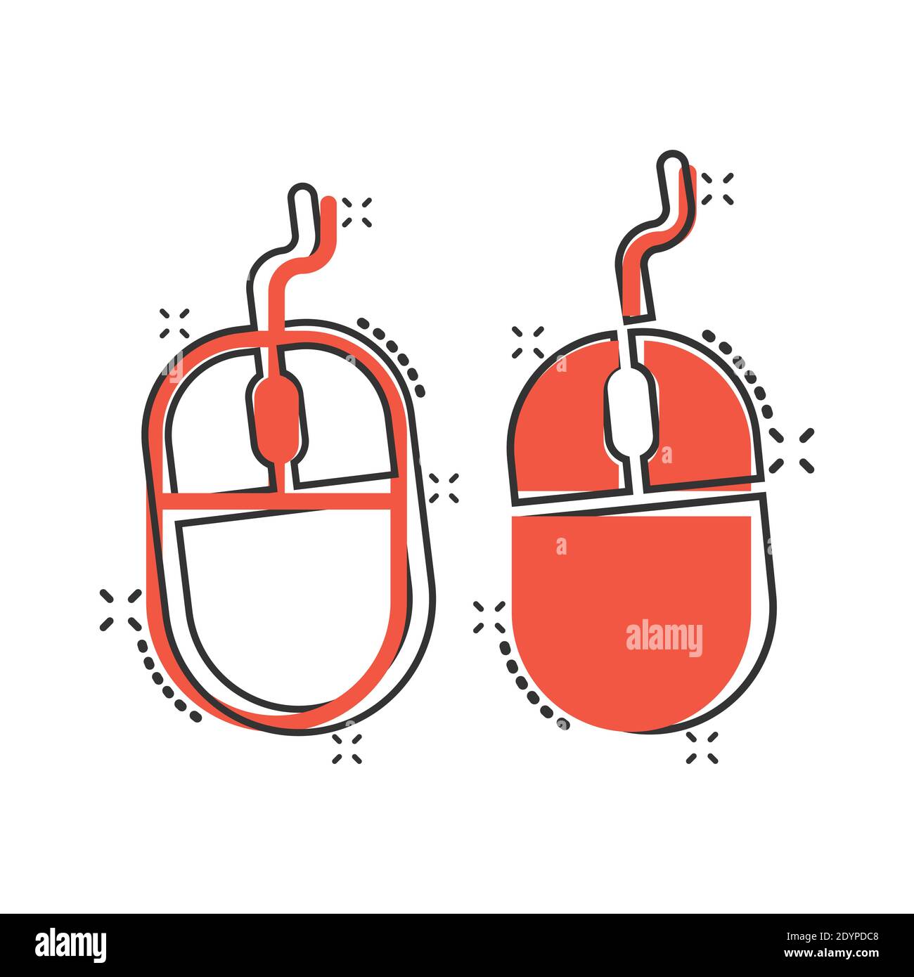 Computer mouse icon in comic style. Cursor cartoon vector illustration ...