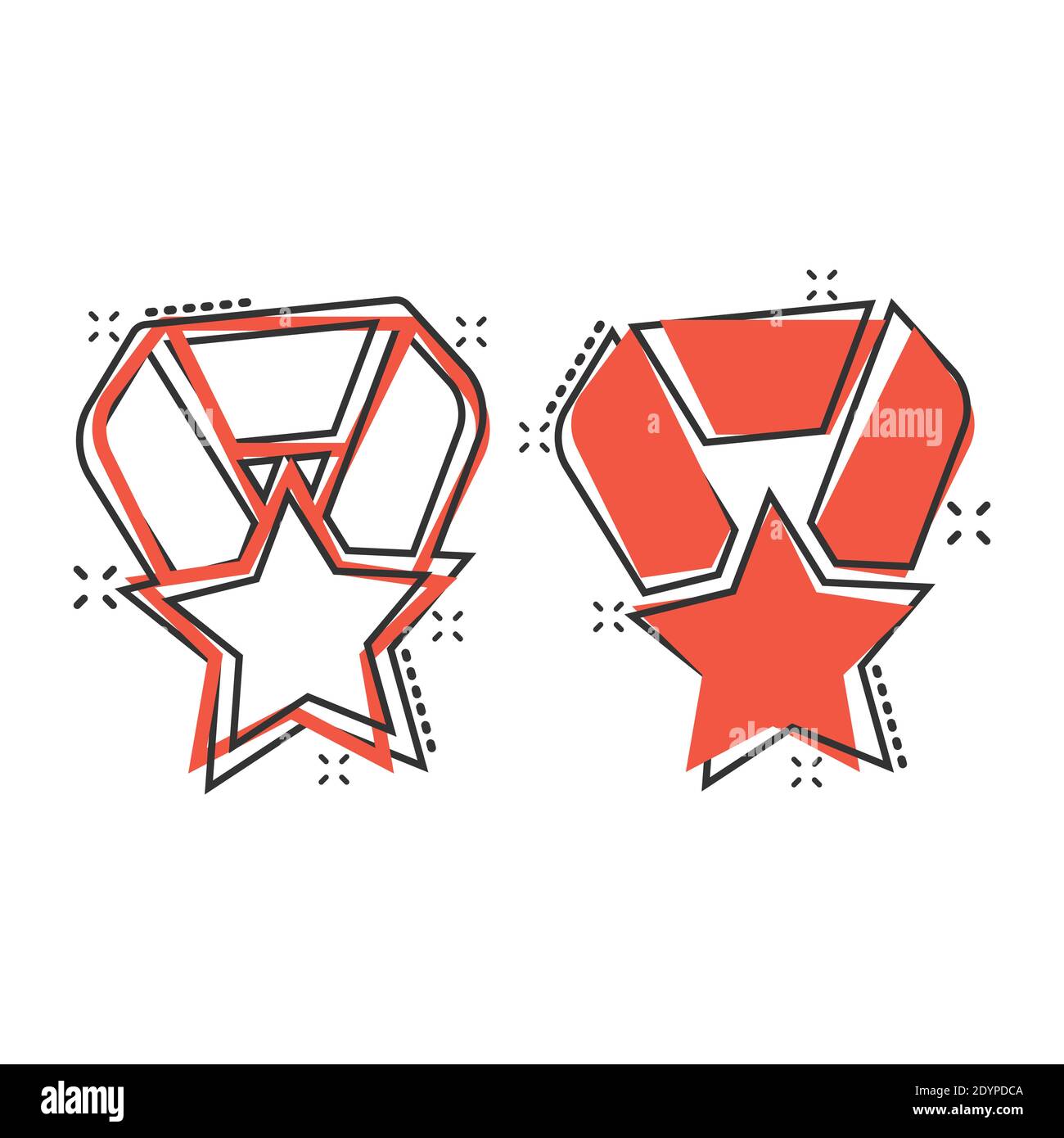 Medal icon in comic style. Prize cartoon sign vector illustration on ...