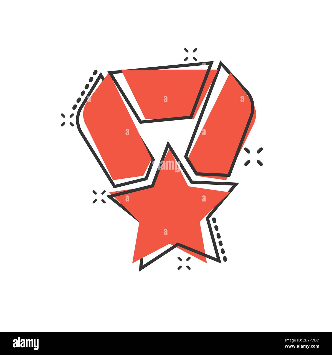 Medal icon in comic style. Prize cartoon sign vector illustration on ...