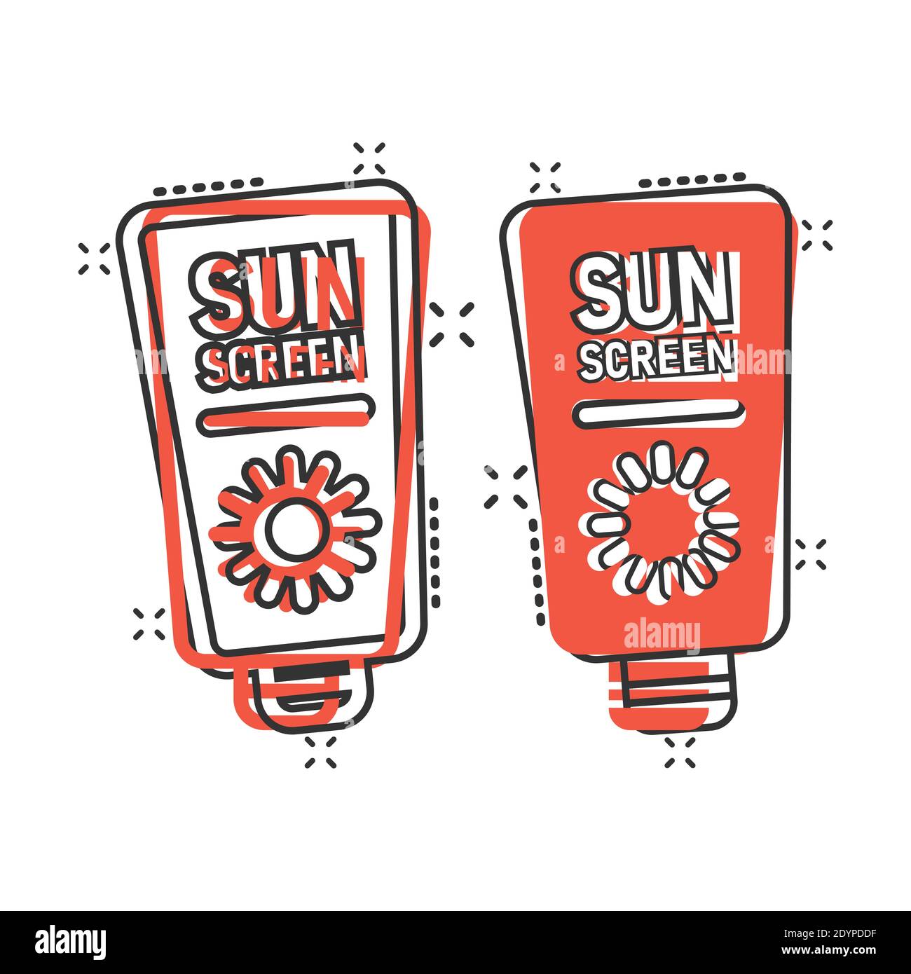 Sun protection icon in comic style. Sunblock cream cartoon vector ...