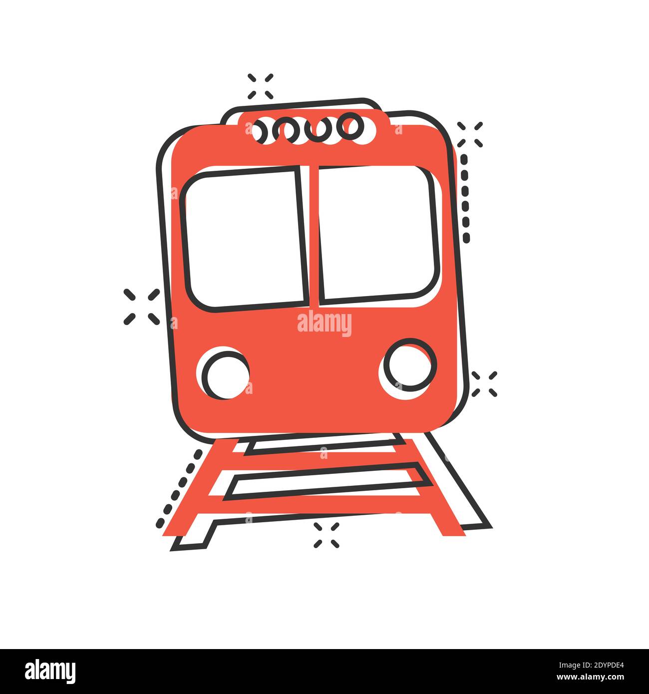 Metro icon in comic style. Train subway cartoon vector illustration on ...