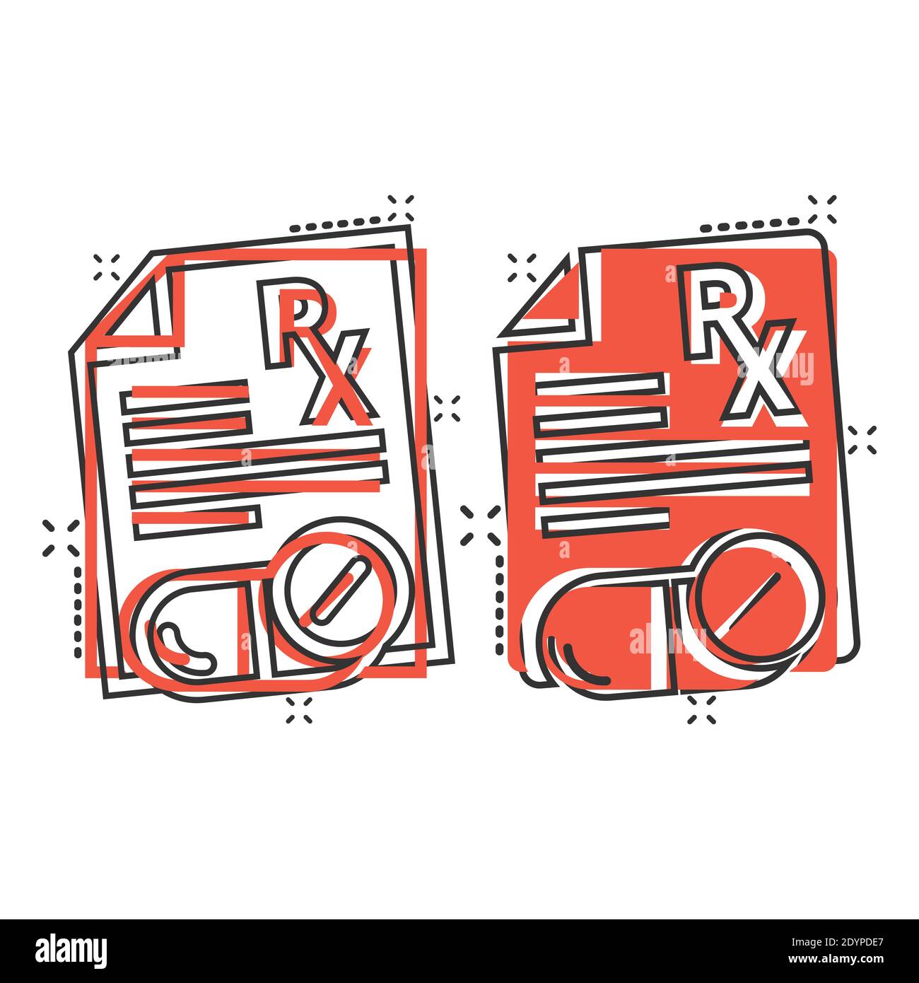 Prescription icon in comic style. Rx document cartoon vector ...