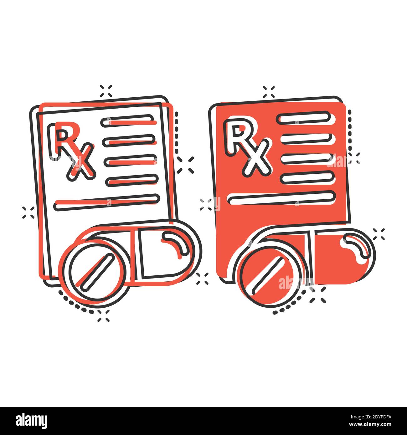 Prescription icon in comic style. Rx document cartoon vector ...