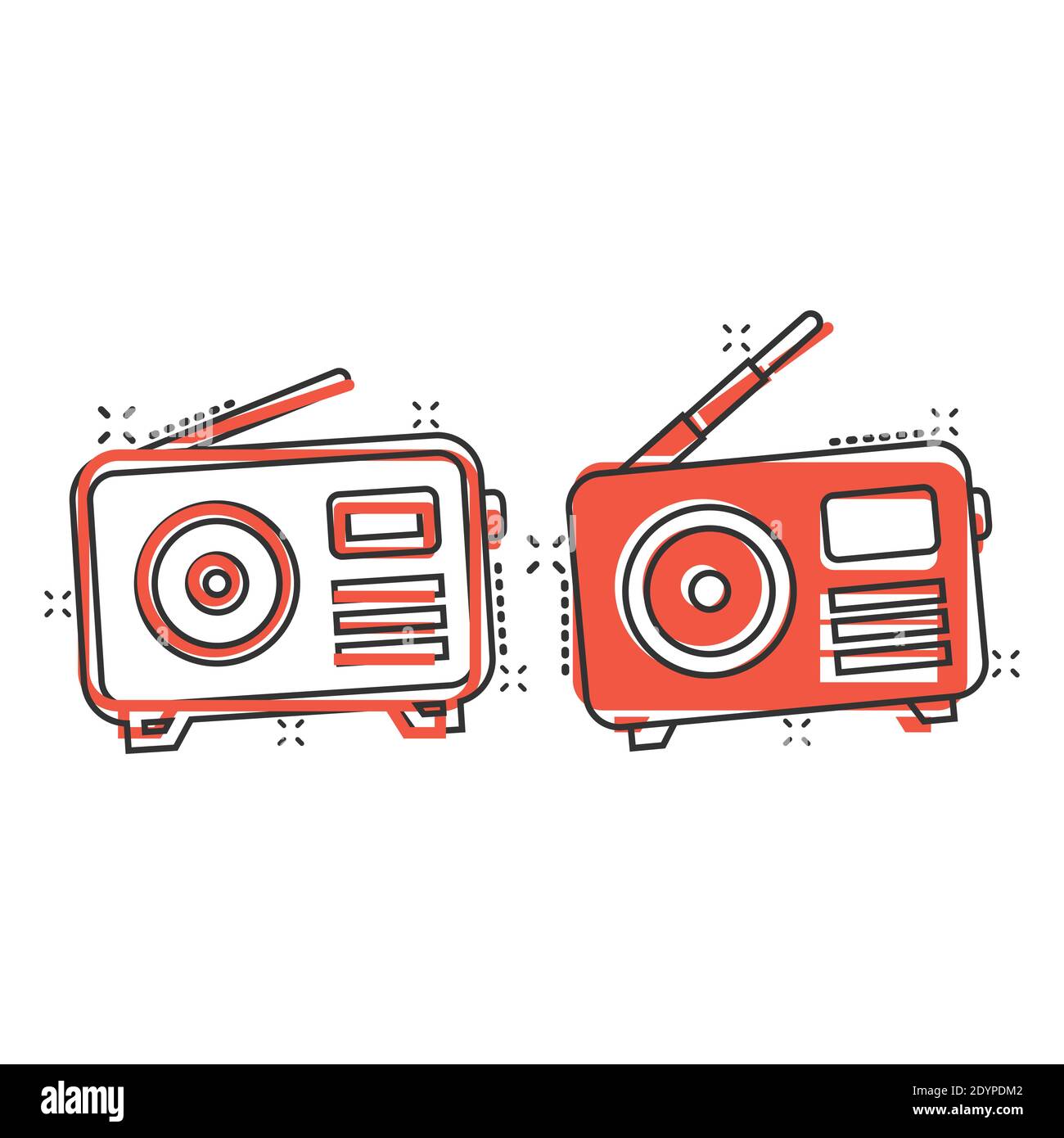 Radio icon in comic style. Fm broadcast cartoon vector illustration on ...