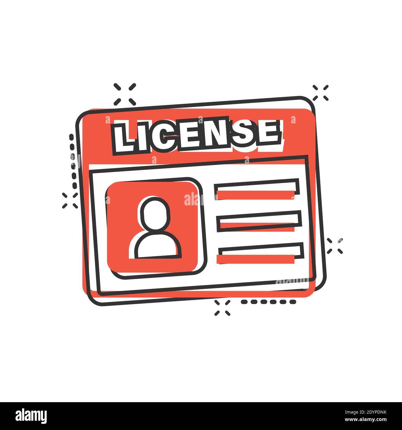Driver license icon in comic style. Id card cartoon vector illustration ...