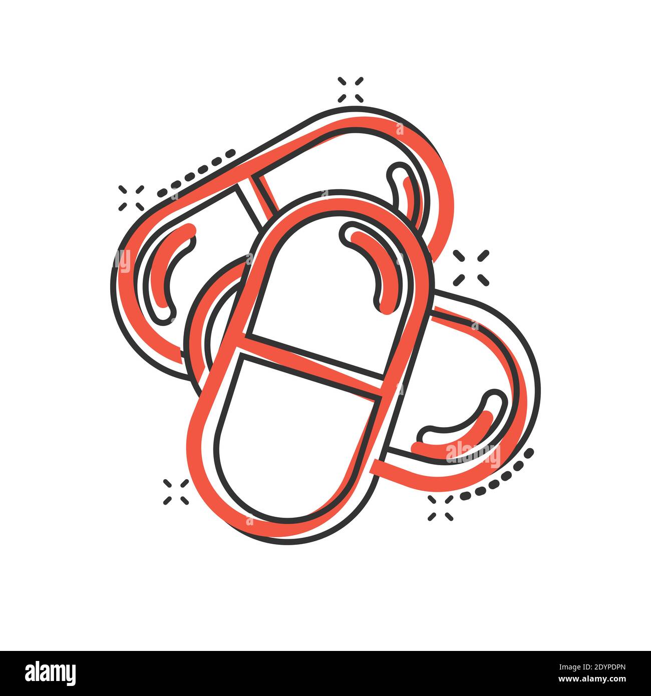 Pill capsule icon in comic style. Drugs cartoon vector illustration on ...