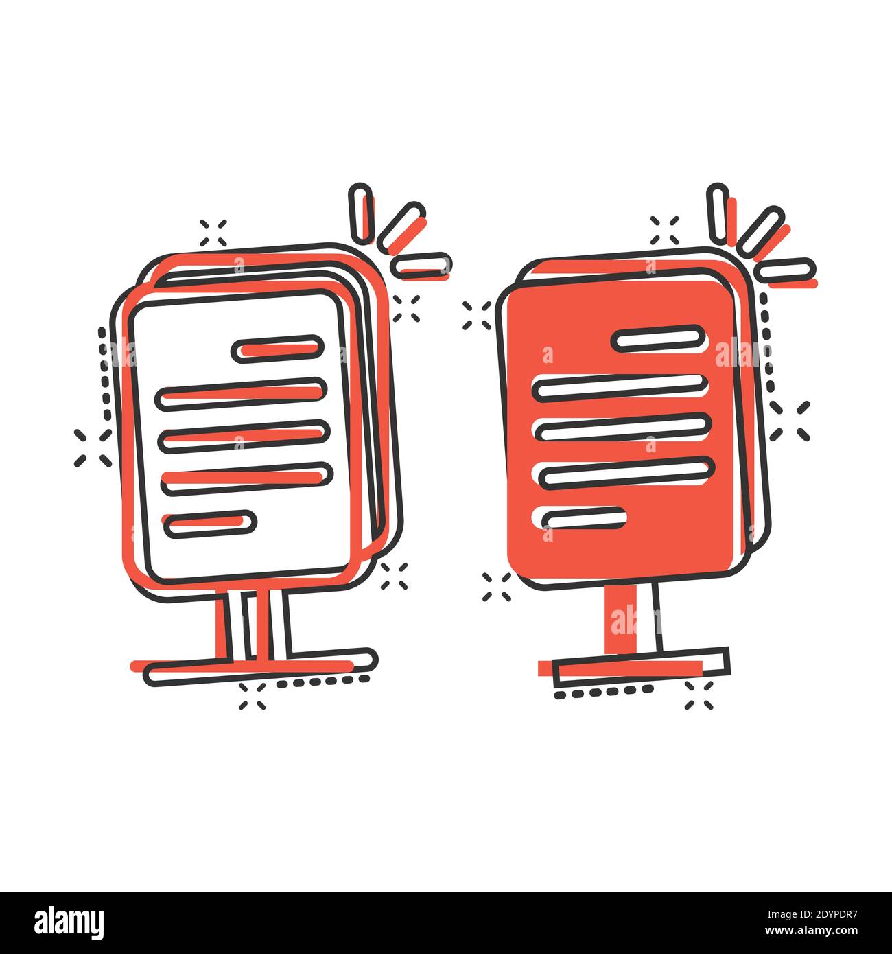 Billboard icon in comic style. Citylight display cartoon vector ...