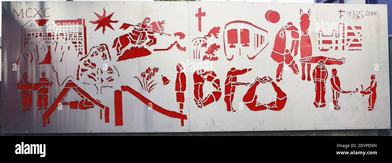 Art sign of Handforth Station Stock Photo - Alamy