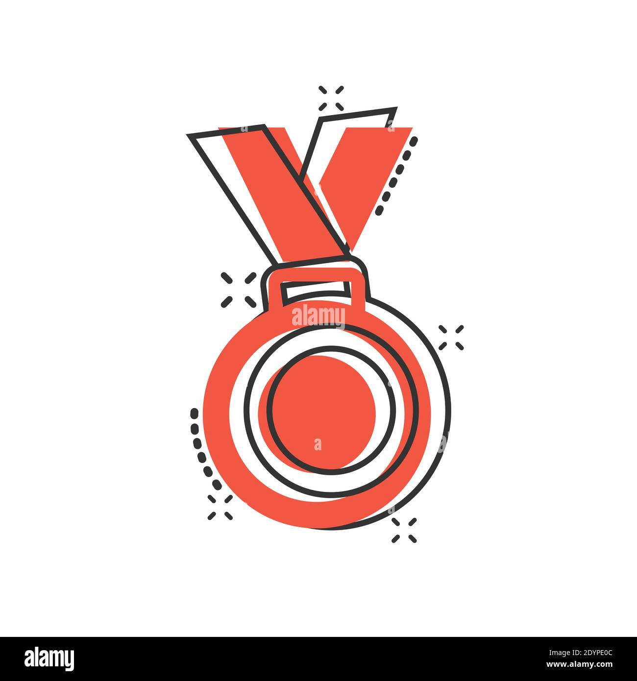 Medal icon in comic style. Prize cartoon sign vector illustration on ...