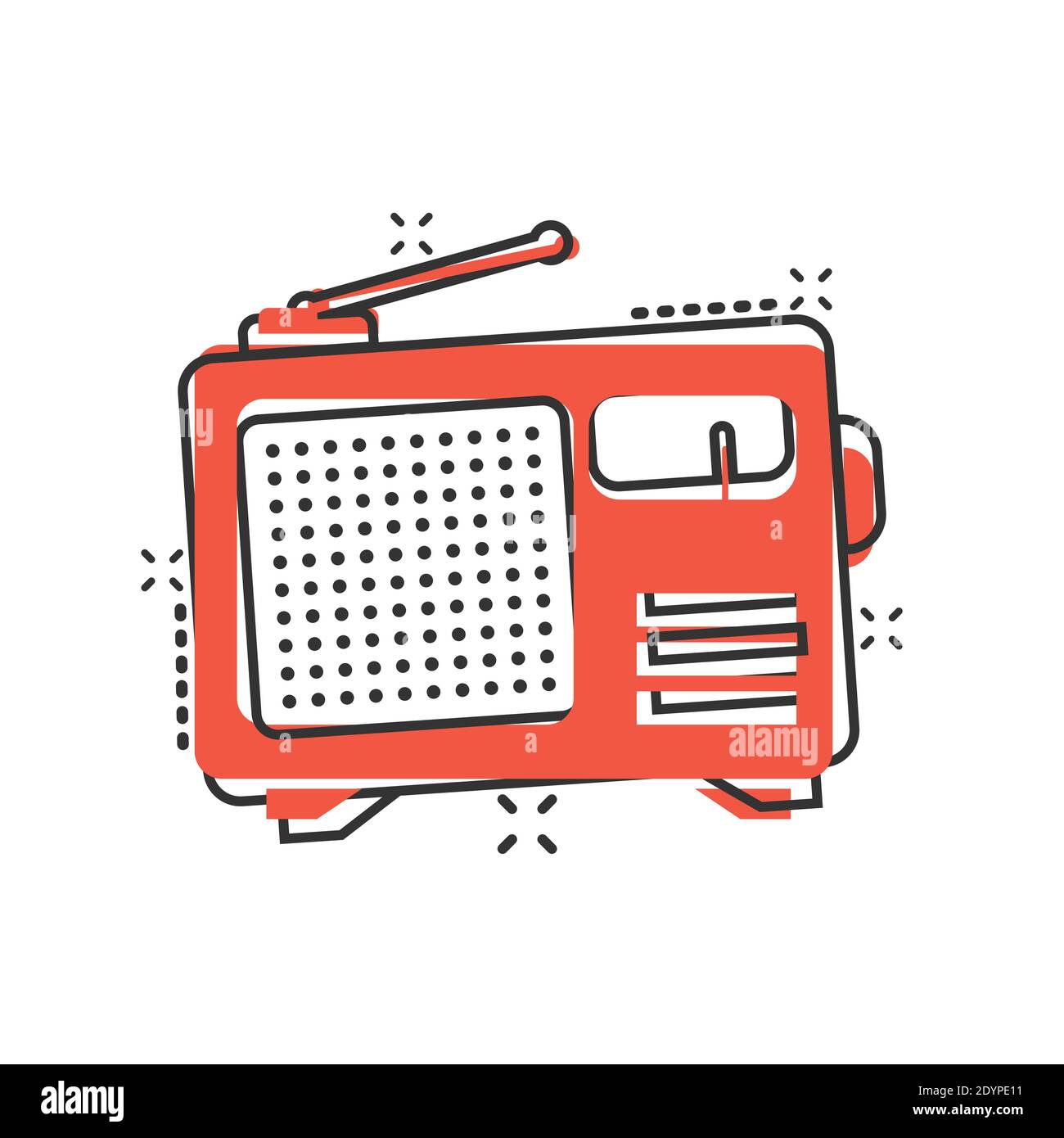 Radio icon in comic style. Fm broadcast cartoon vector illustration on ...