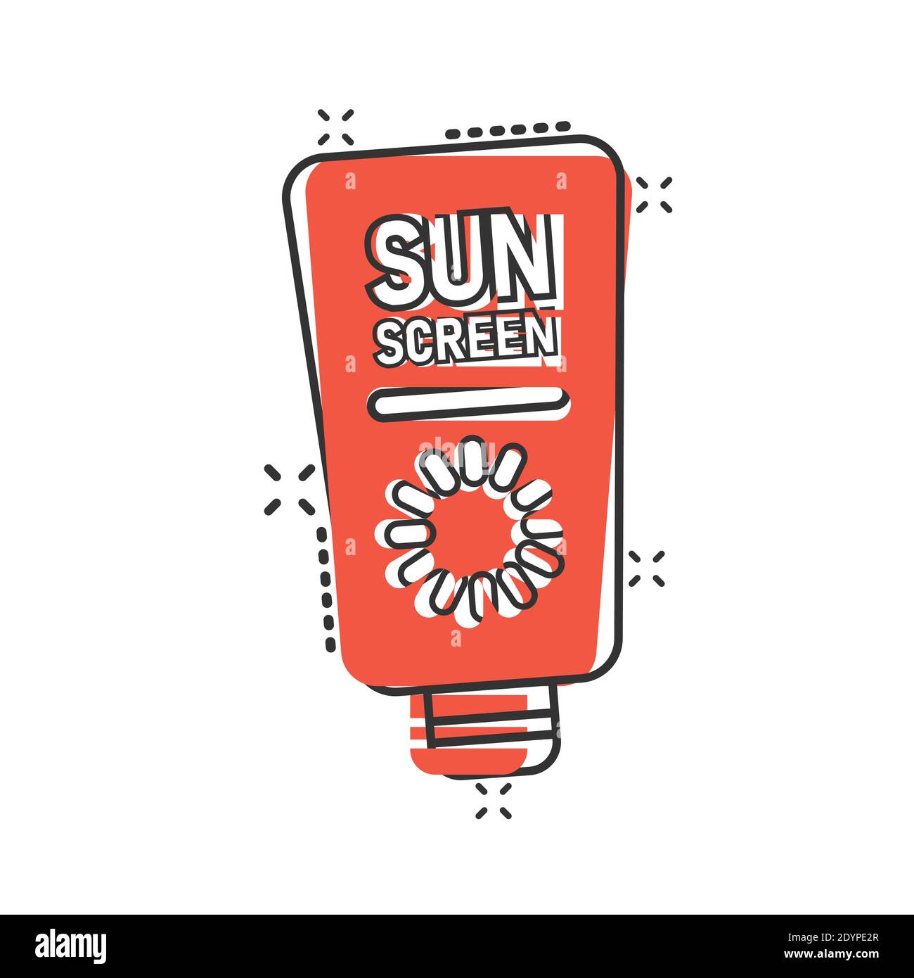 Sun protection icon in comic style. Sunblock cream cartoon vector ...