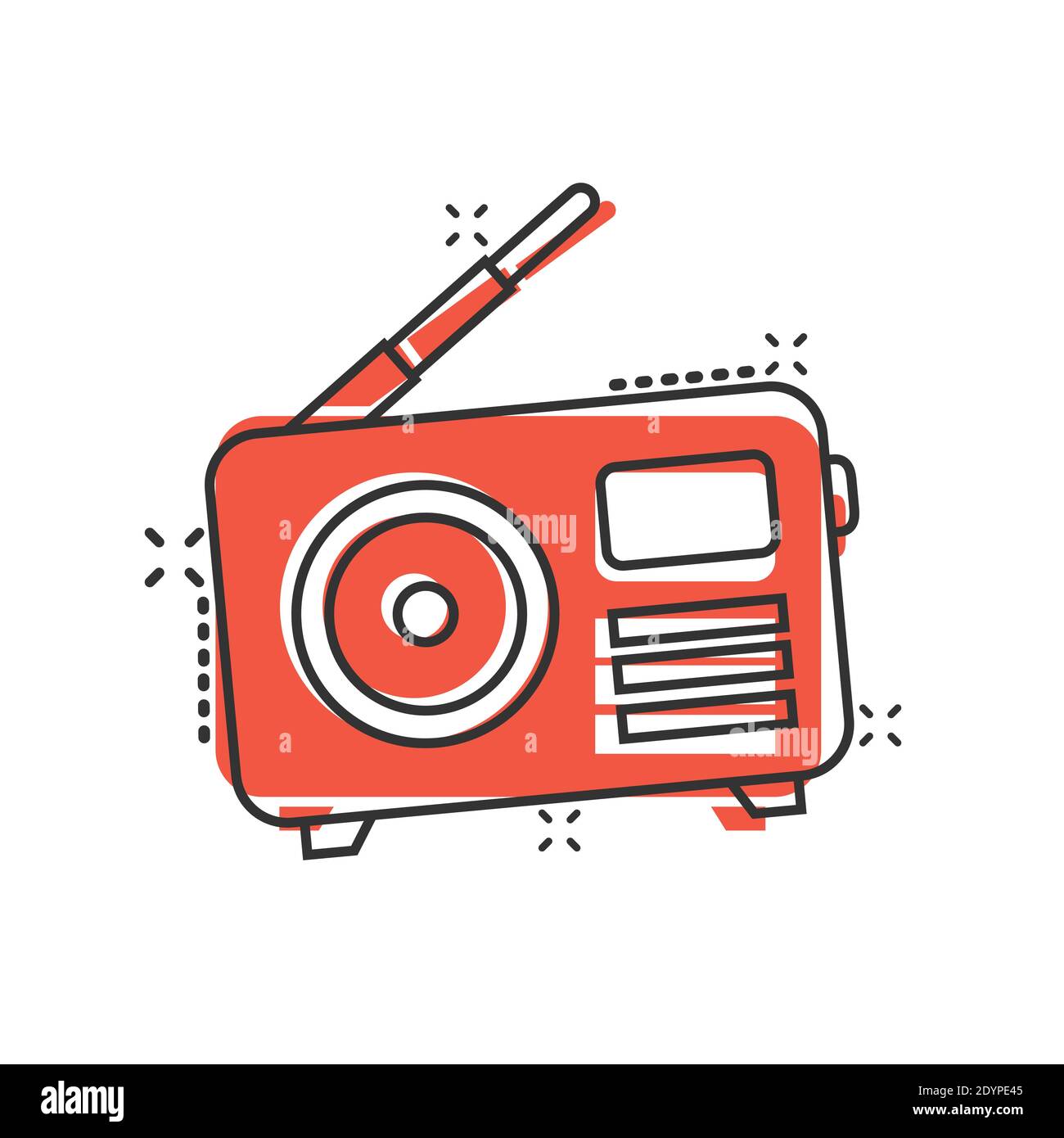 Radio icon in comic style. Fm broadcast cartoon vector illustration on ...