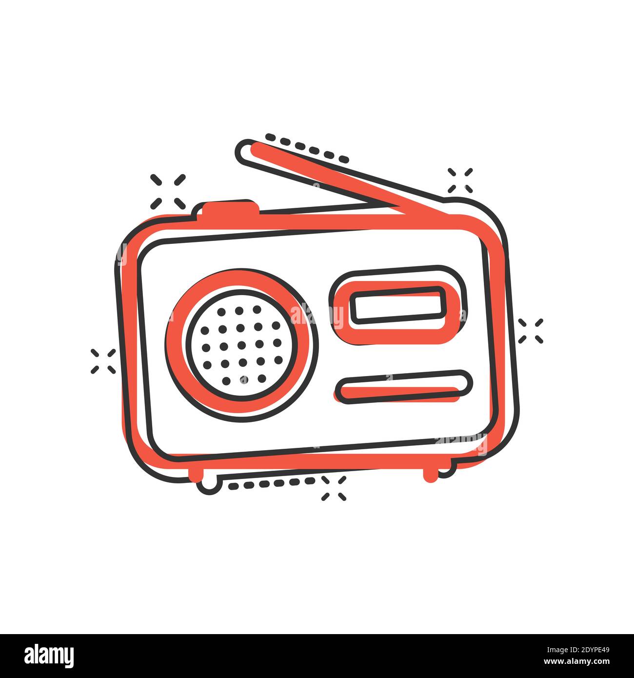Radio icon in comic style. Fm broadcast cartoon vector illustration on ...