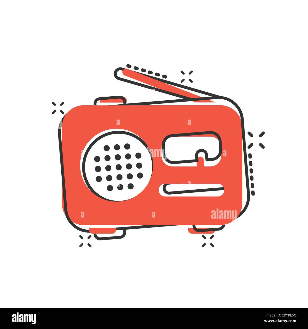 Radio icon in comic style. Fm broadcast cartoon vector illustration on ...