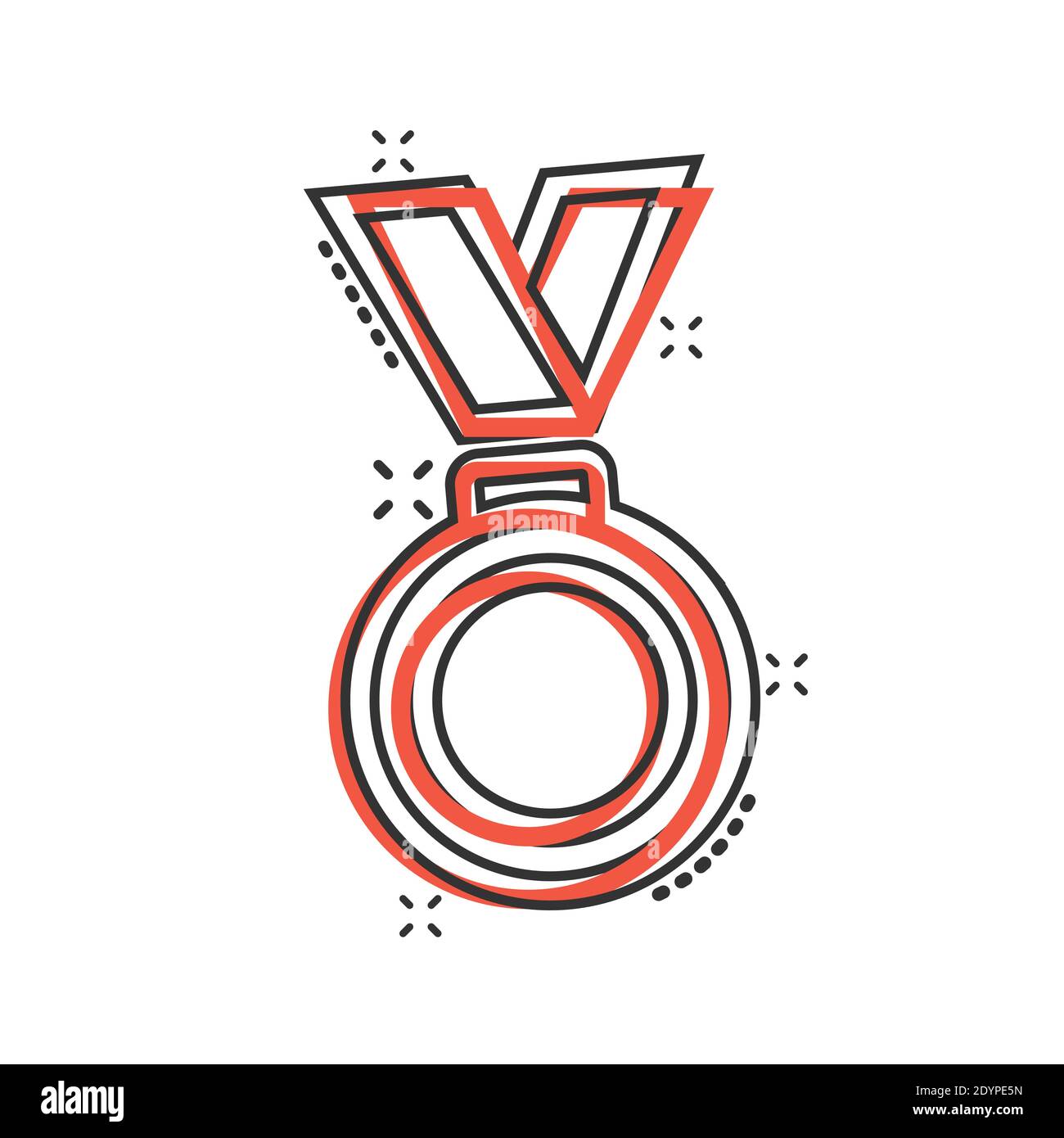 Medal icon in comic style. Prize cartoon sign vector illustration on ...