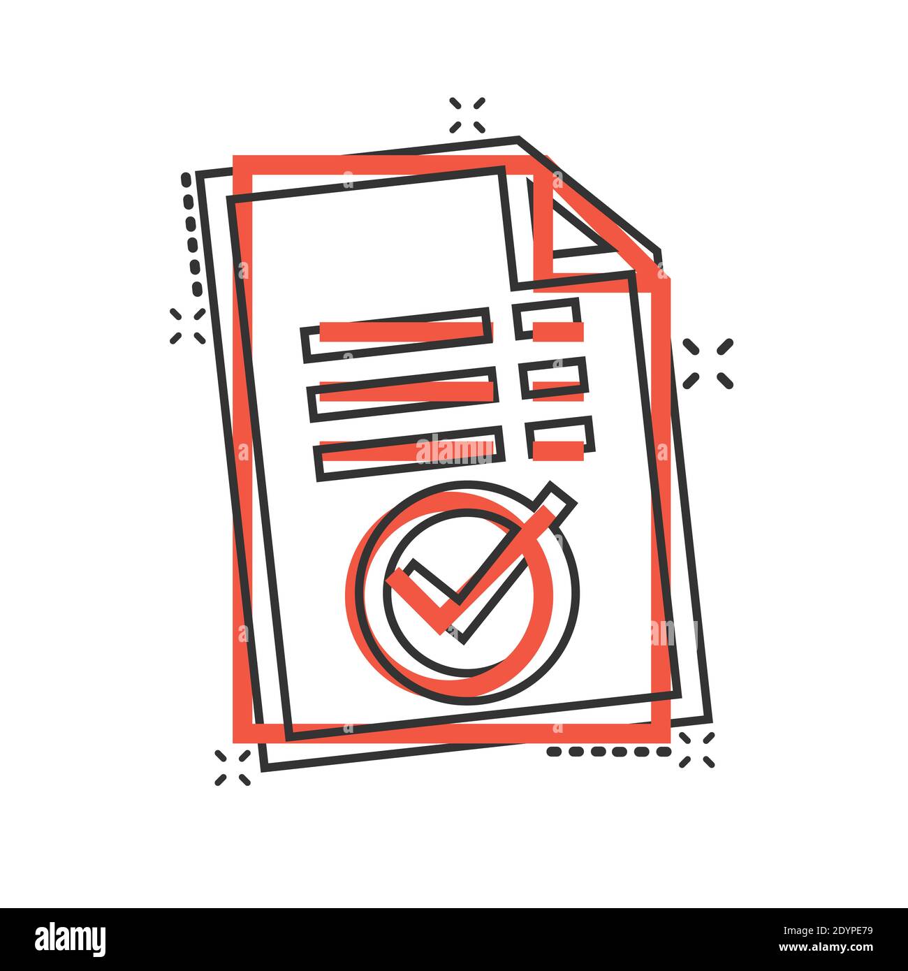 Approved document icon in comic style. Authorize cartoon vector ...