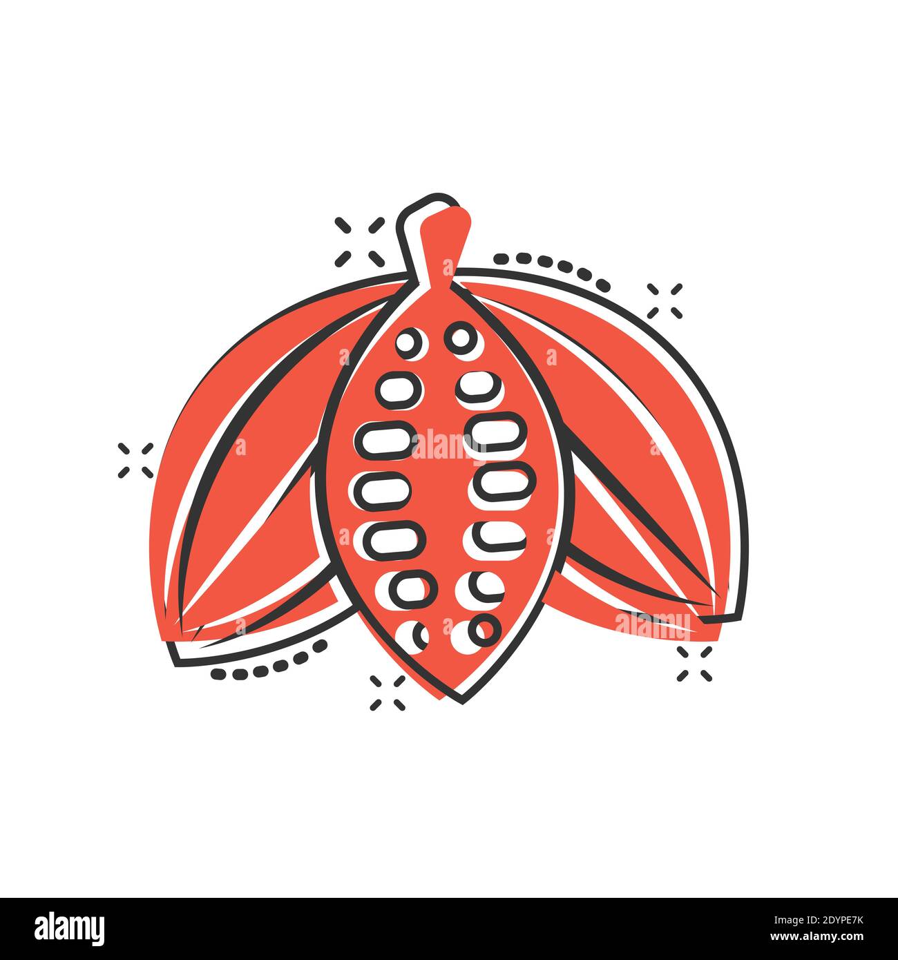 Cocoa bean icon in comic style. Chocolate cream cartoon vector ...