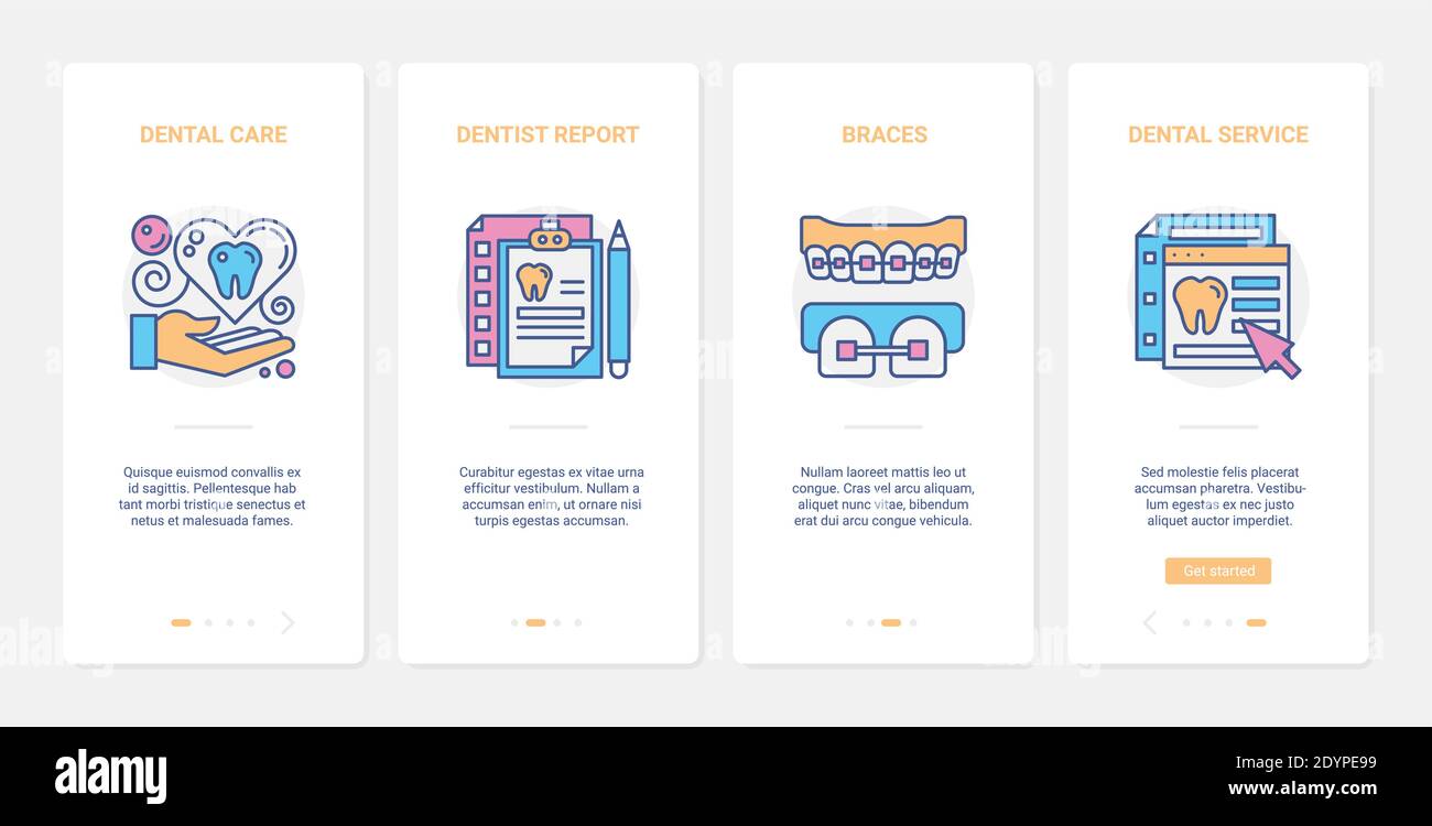 Dental care medicine technology vector illustration. UX, UI onboarding ...