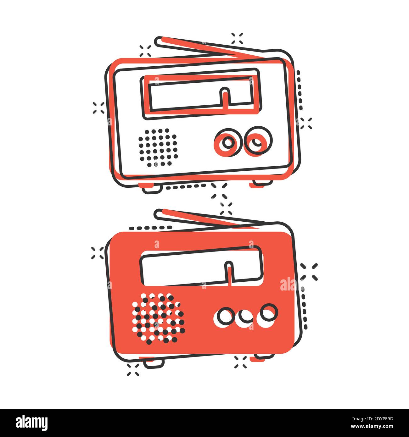 Radio icon in comic style. Fm broadcast cartoon vector illustration on ...