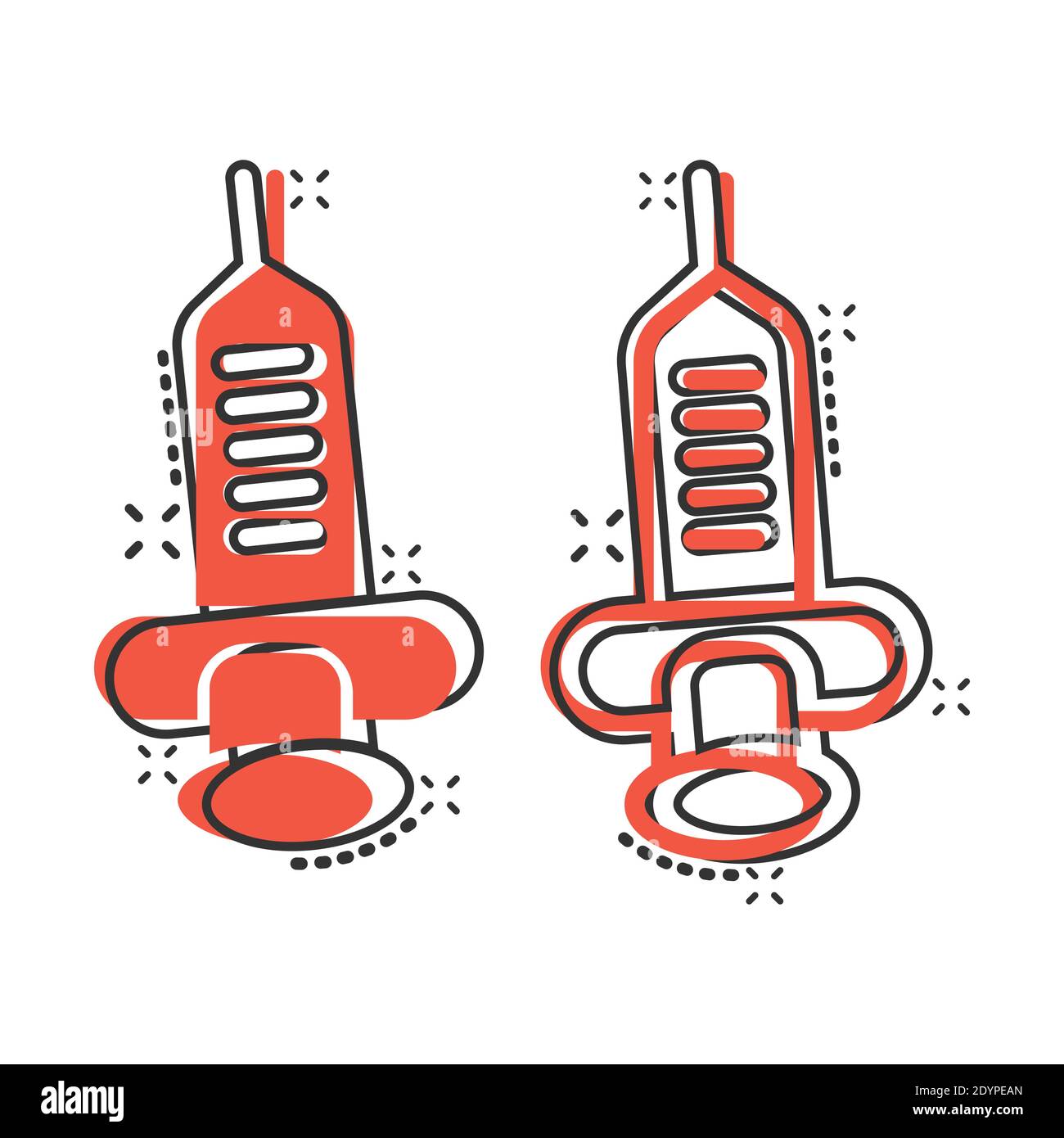 Syringe icon in comic style. Inject needle cartoon vector illustration ...