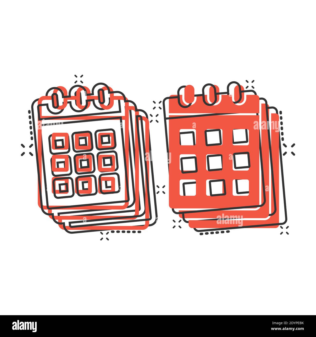 Calendar icon in comic style. Agenda cartoon vector illustration on ...