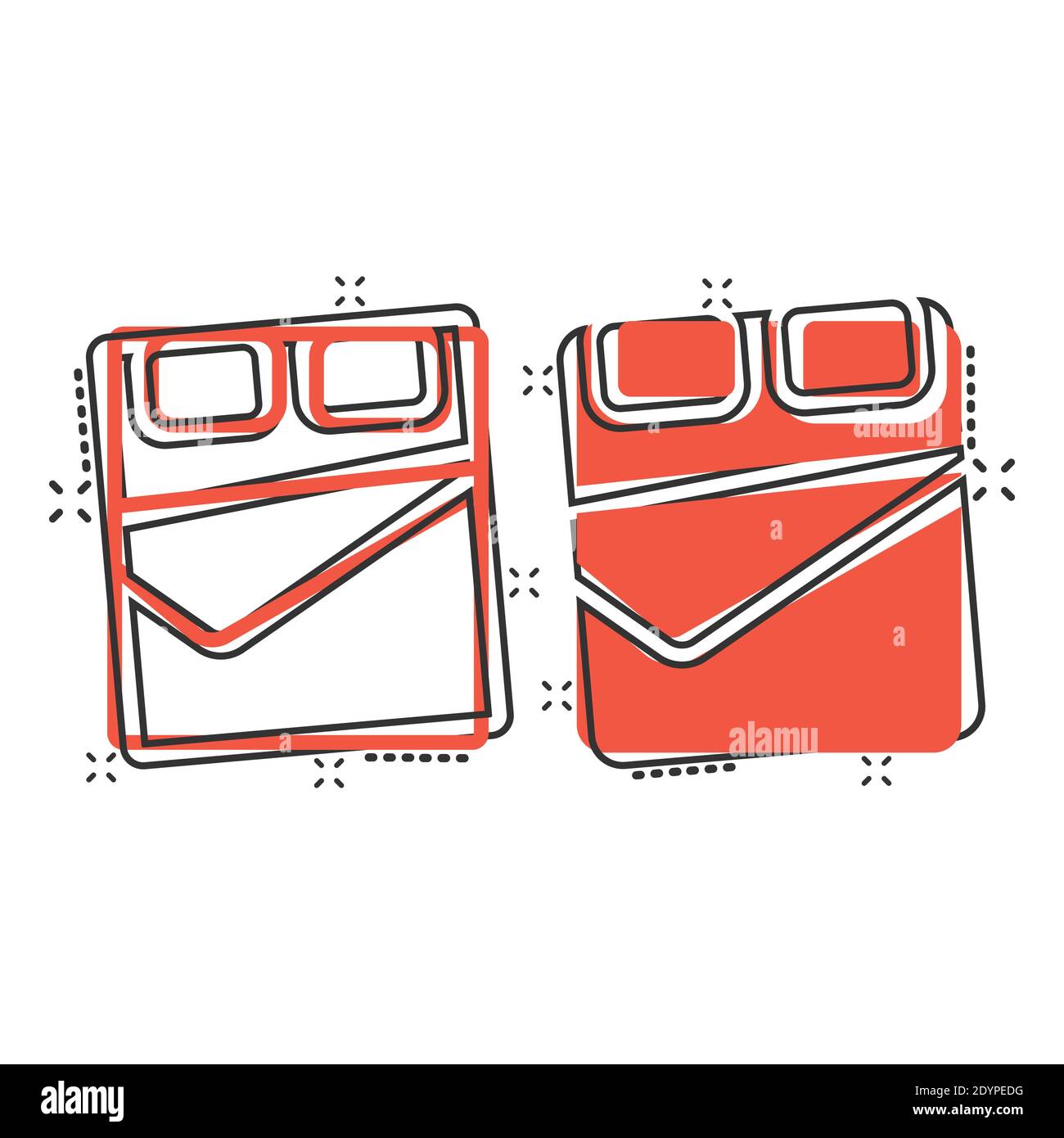 Bed icon in comic style. Bedroom cartoon sign vector illustration on ...