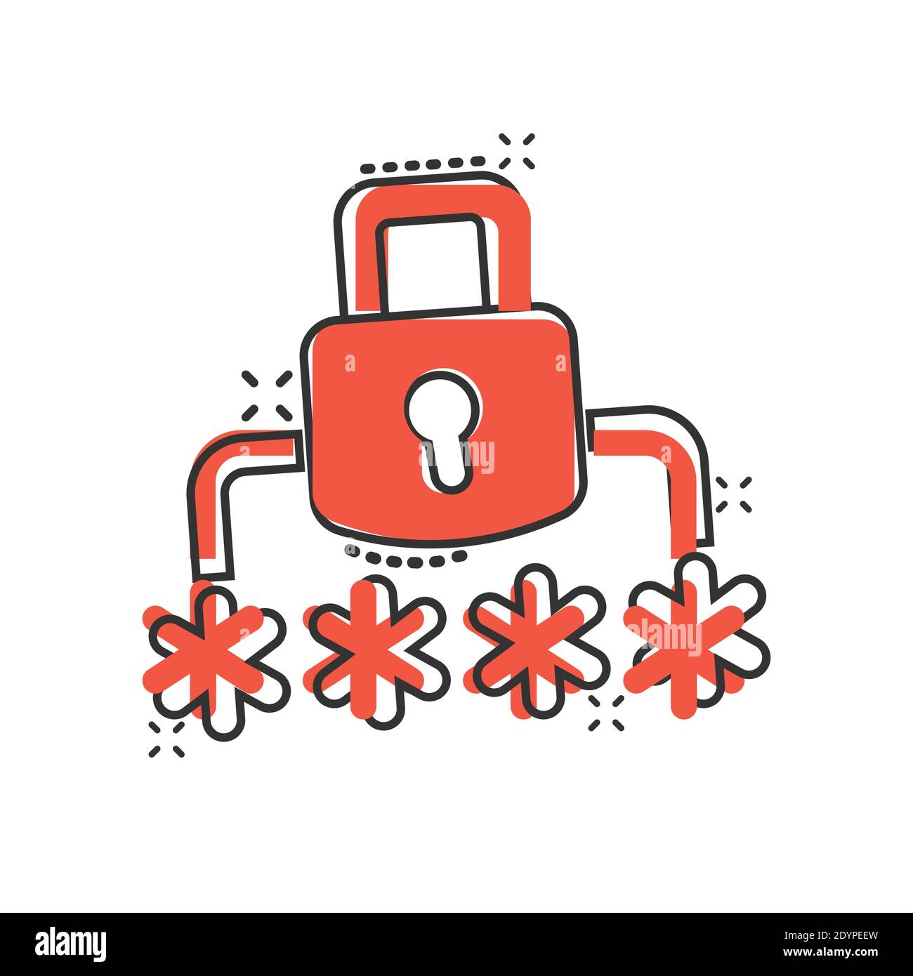 Login icon in comic style. Password access cartoon vector illustration ...