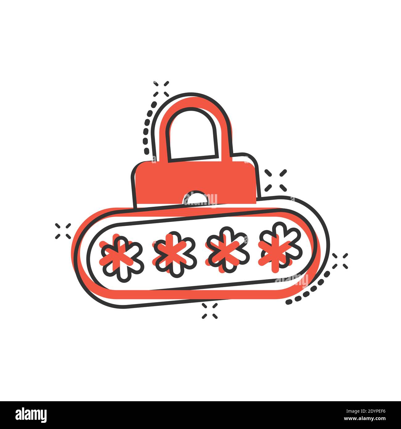 Login icon in comic style. Password access cartoon vector illustration ...