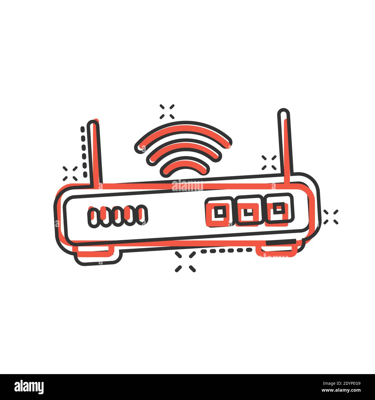 Wifi router icon in comic style. Broadband cartoon vector illustration ...